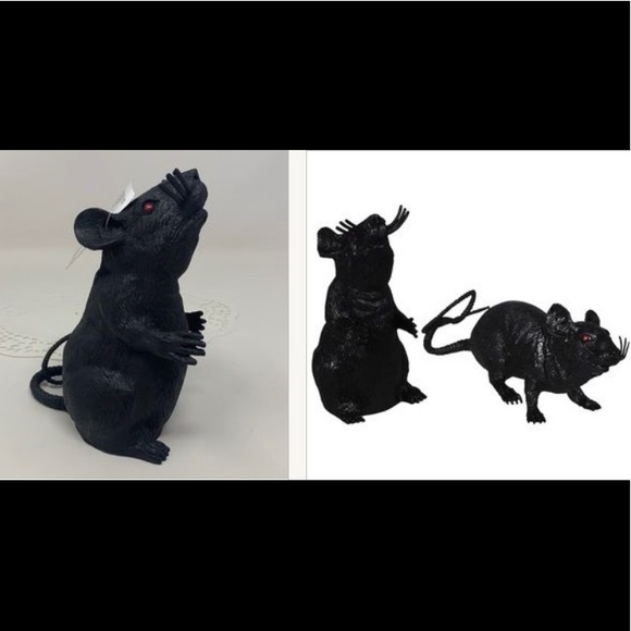 gii | Holiday | 2 Creepy Squeaking Black Plastic Rats Halloween ...
